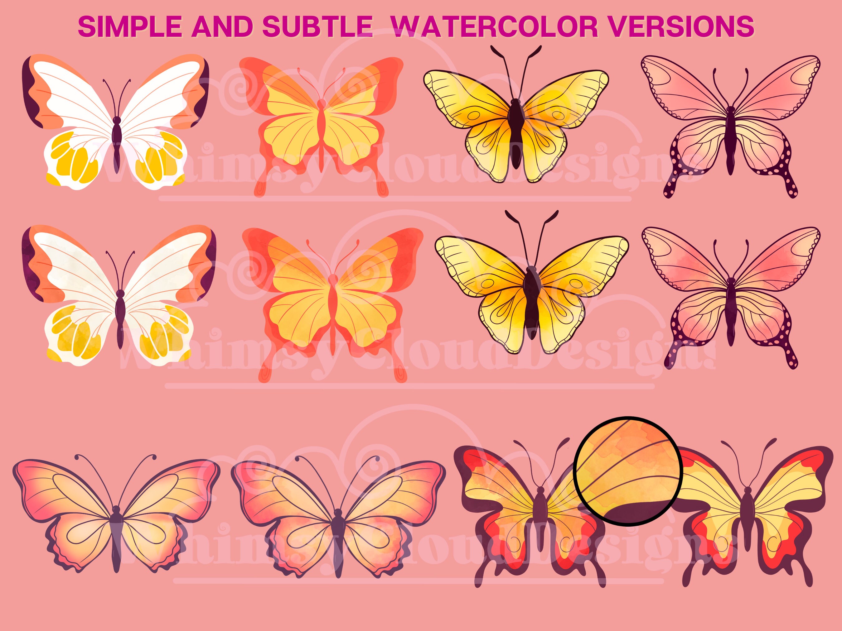 Colorful Butterfly Clipart Set-clipart Butterfly-watercolor Butterfly ...