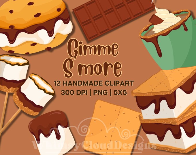 Watercolor Clip Art - Smores Clip Art - Camping - Food - Marshmallow ...
