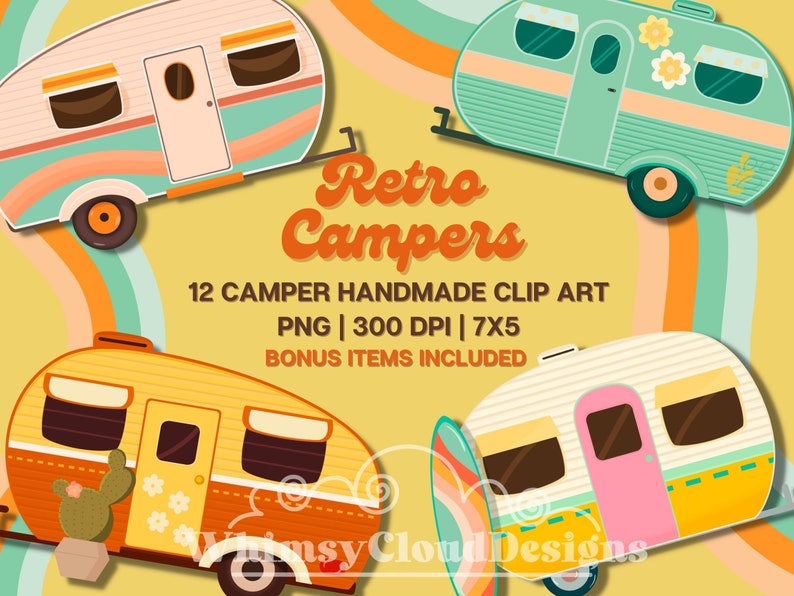Retro Campers Clip Art -camping Png-handmade-vintage-trailer-summer ...