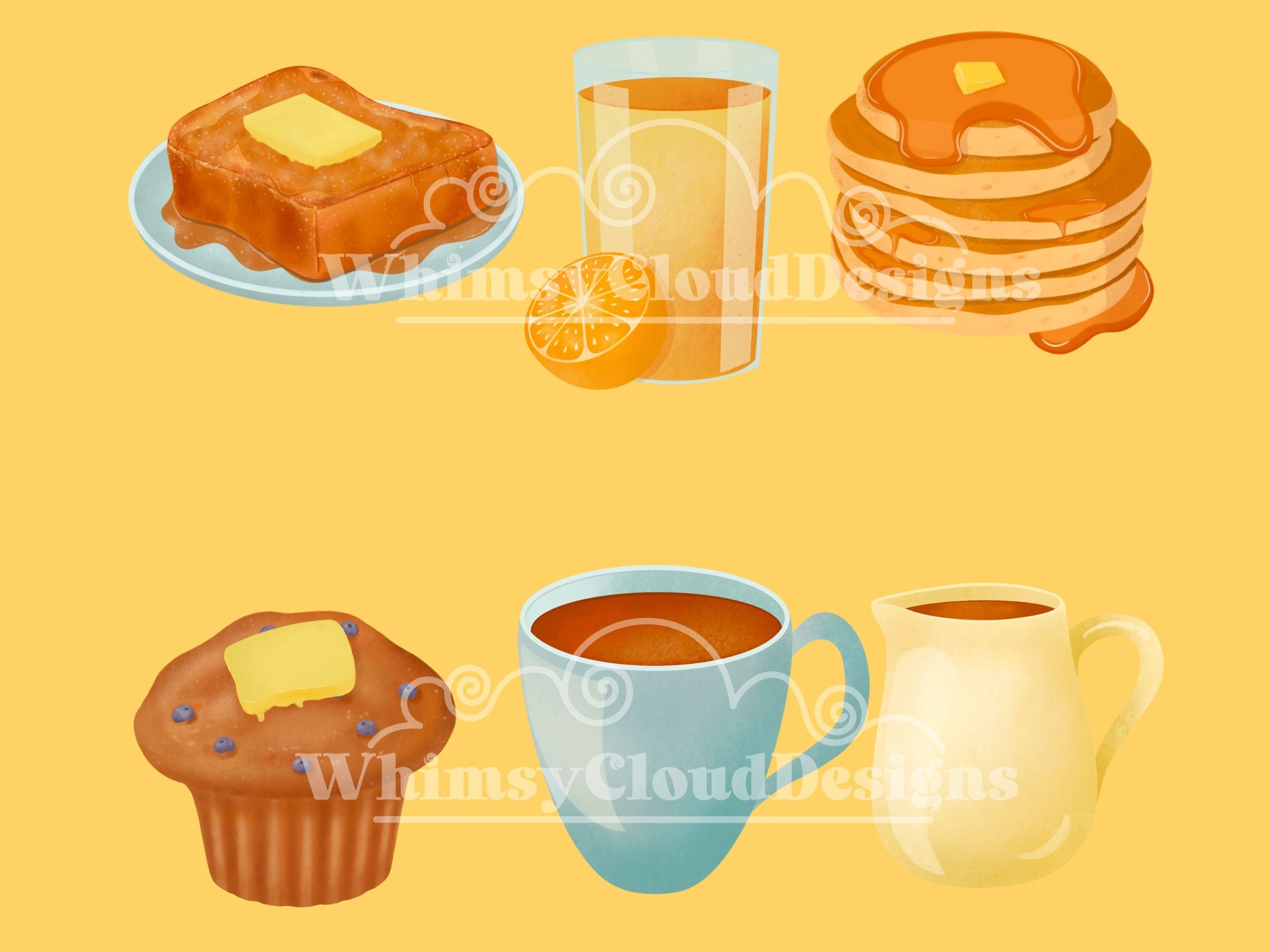 Breakfast Clipart Set Handmade-png Clipart Set-eggs and Bacon-waffles ...