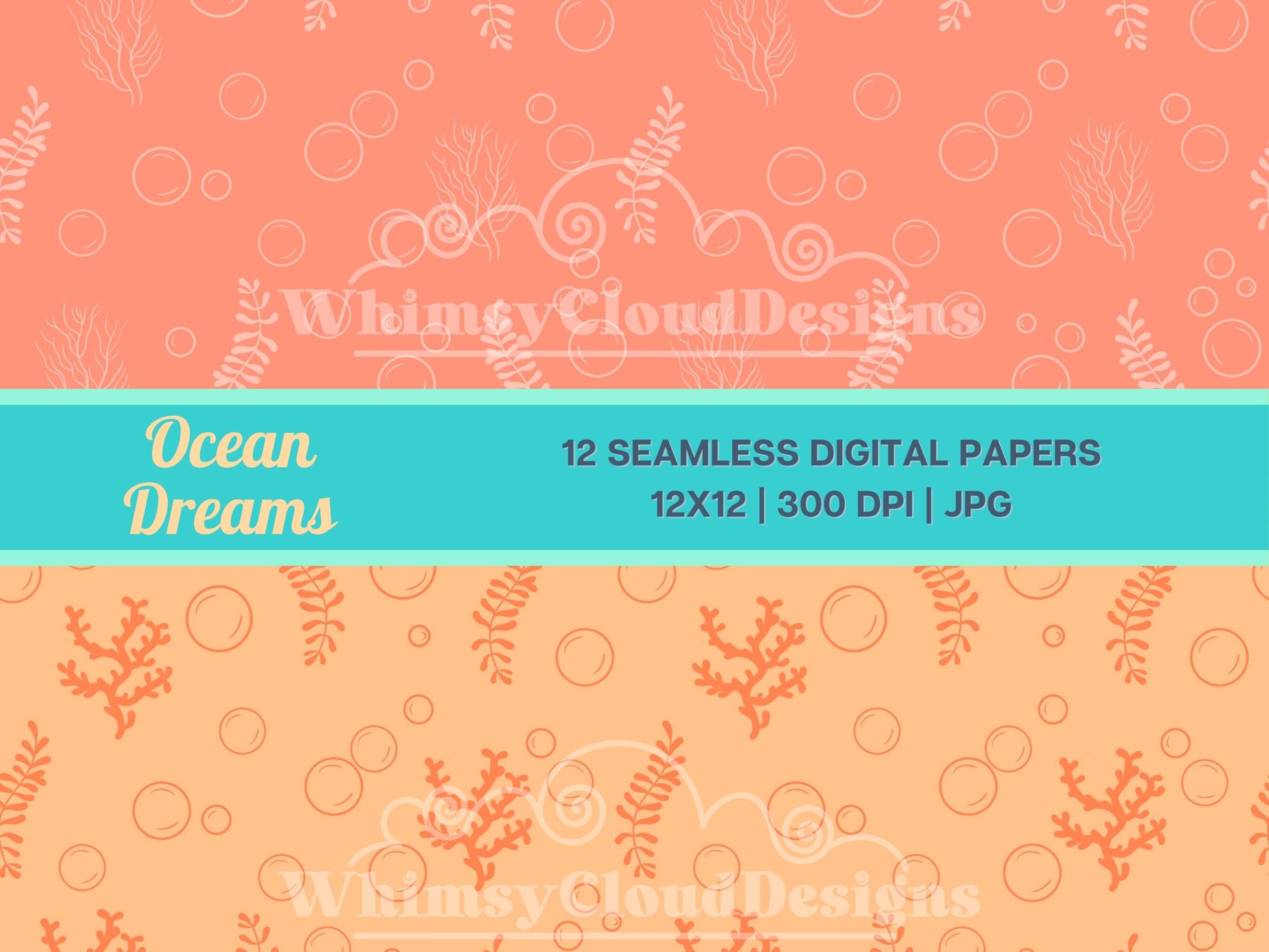 Ocean Themed Digital Seamless Digital Paper Pack-hand-drawn-repeating ...
