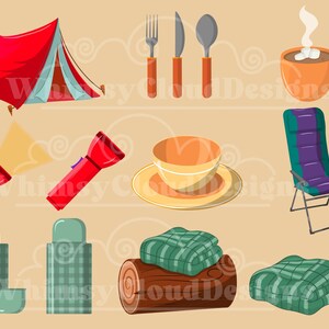 Camping Clipart Set-handmade Camping- Travel Clip Art-wood Sign ...