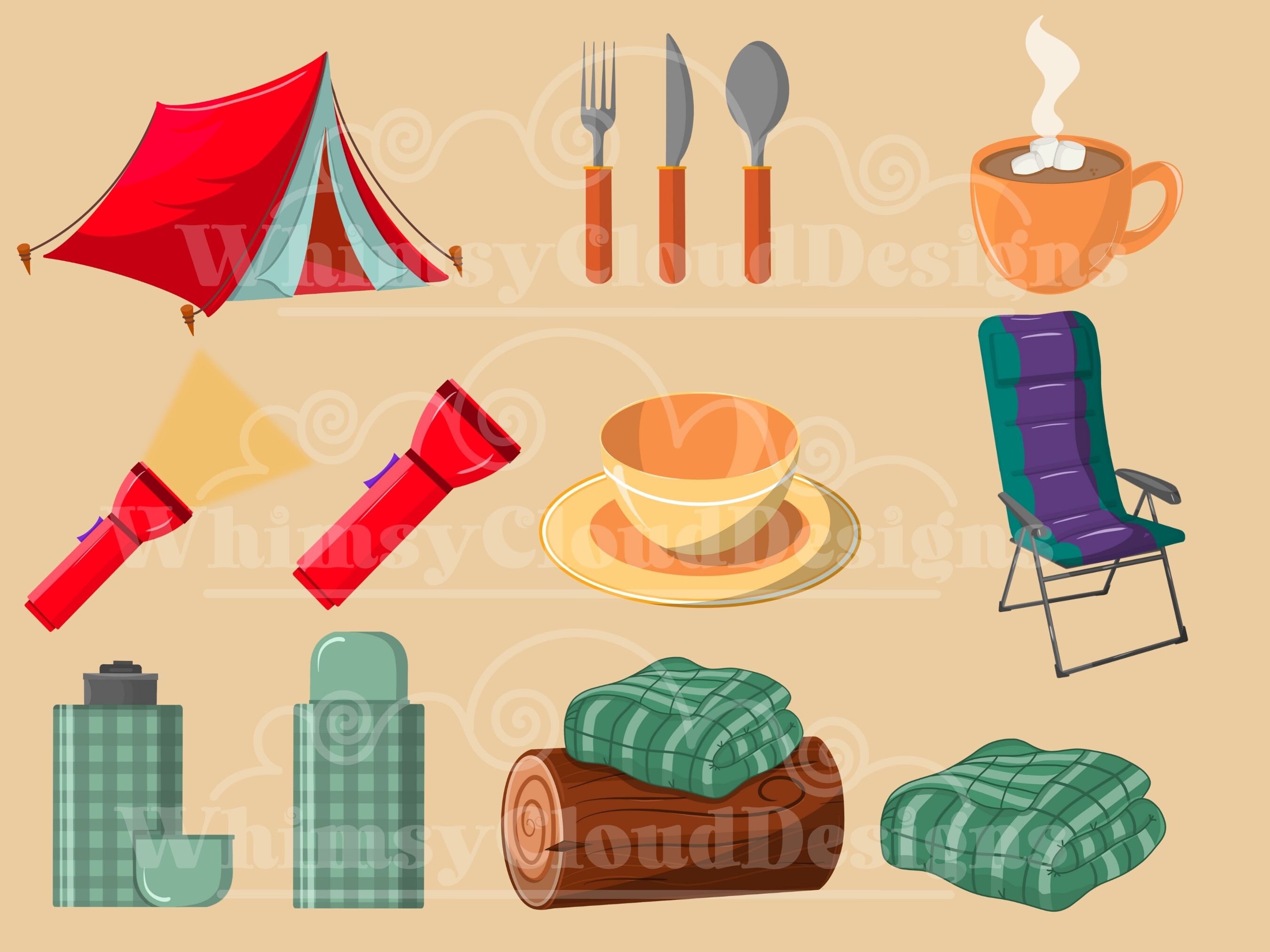 Camping Clipart Set-handmade Camping- Travel Clip Art-wood Sign ...
