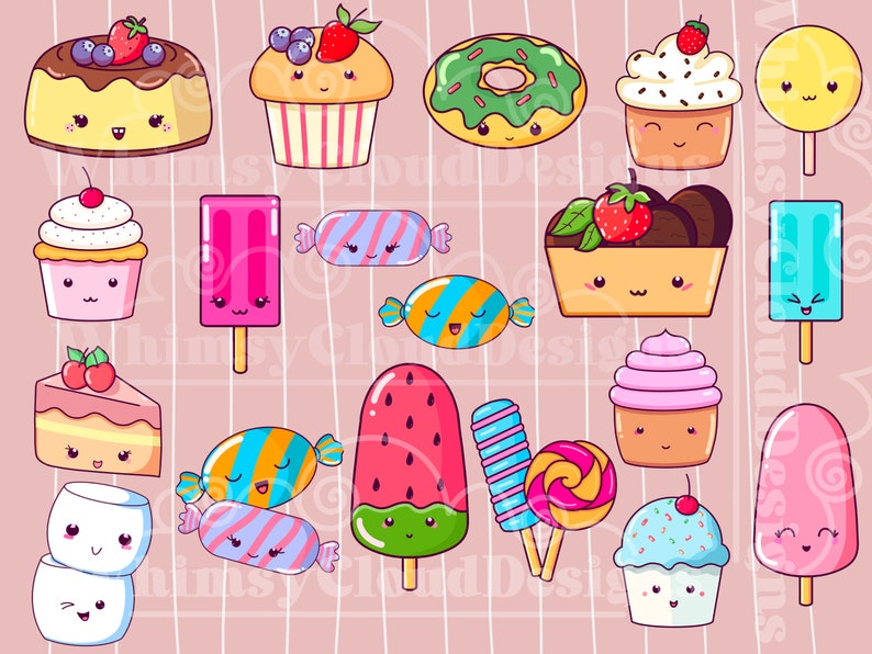 Kawaii Sweet Treats Clipart-cute Food PNG Clipart-kawaii Clipart Set ...