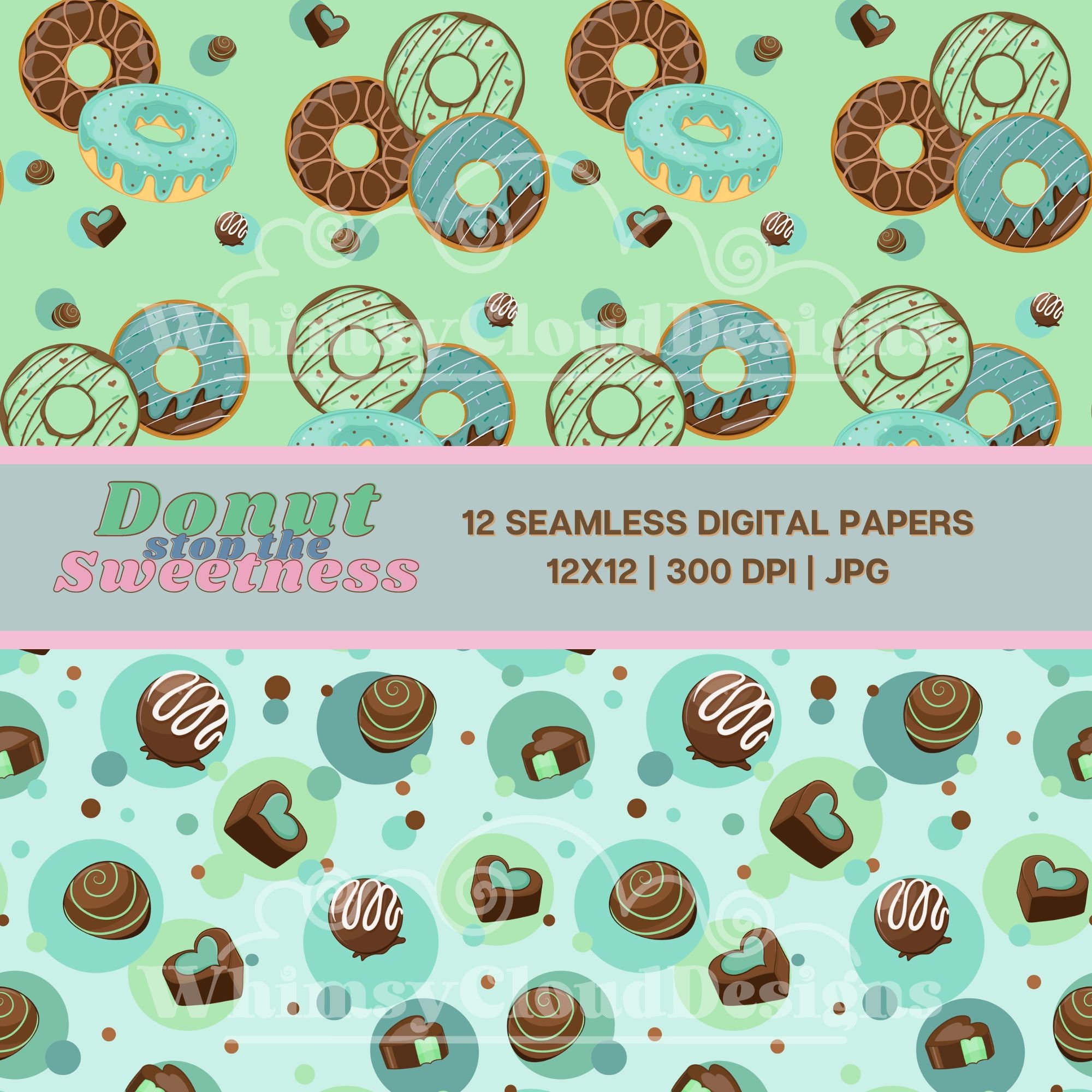 Donut Digital Paper & Bonus Clipart Pack Doughnut Seamless - Etsy