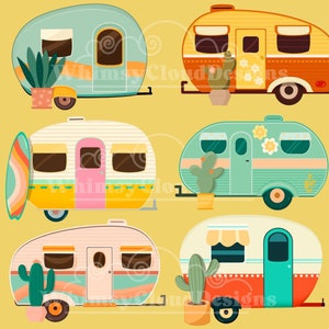 Retro Campers Clip Art -camping Png-handmade-vintage-trailer-summer ...