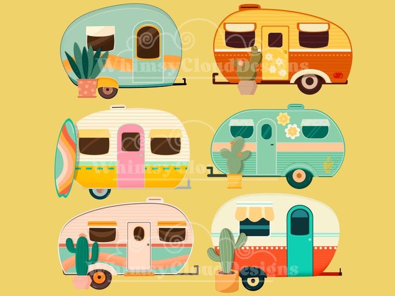 Retro Campers Clip Art -camping Png-handmade-vintage-trailer-summer ...