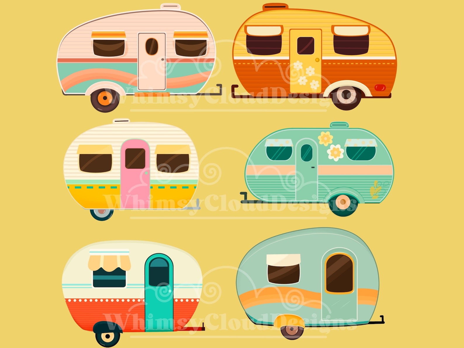 Retro Campers Clip Art -camping Png-handmade-vintage-trailer-summer ...