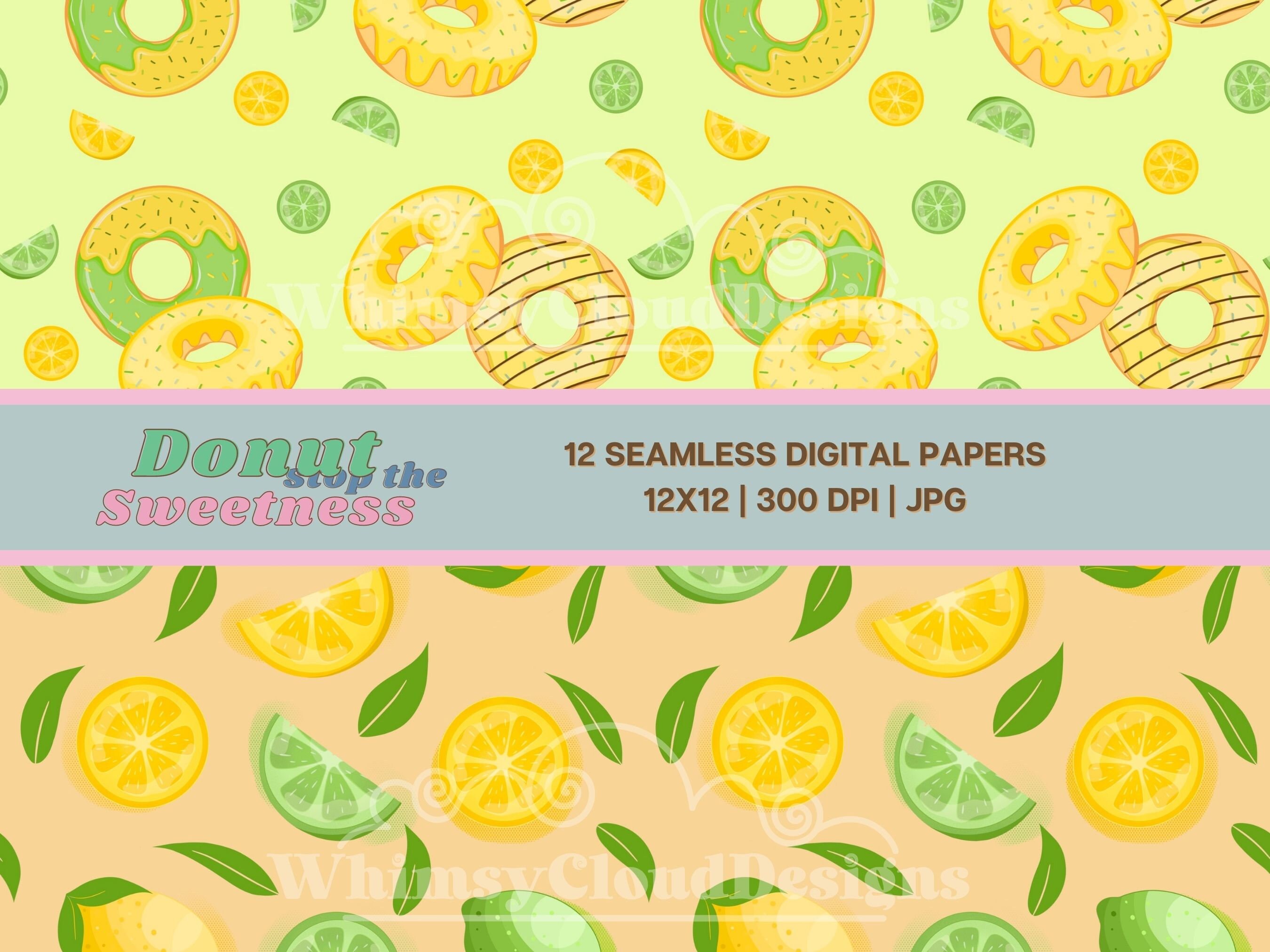 Donut Digital Paper & Bonus Clipart Pack - Doughnut Seamless Repeating ...