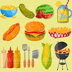Summer BBQ Clipart Collection - Barbeque-hamburger-lemonade-watermelon ...