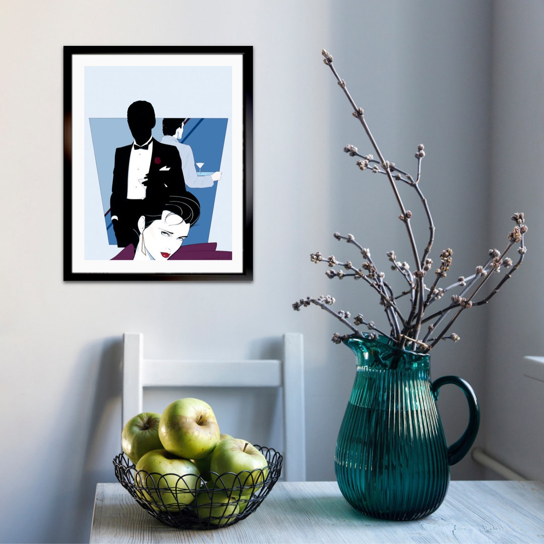 Retro 80s Glamour Poster Art Patrick Nagel Style Female Figure Print - Etsy