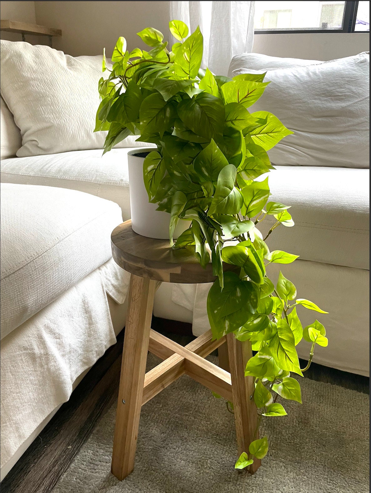 30in. Realistic Fake Pothos Plant With Removable White Pot, Silk ...