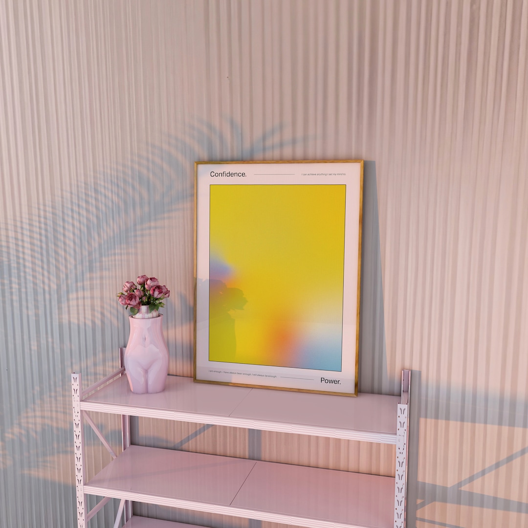 Solar Plexus Chakra Aura Poster, Yellow Trendy Y2K Poster Gradient Wall ...