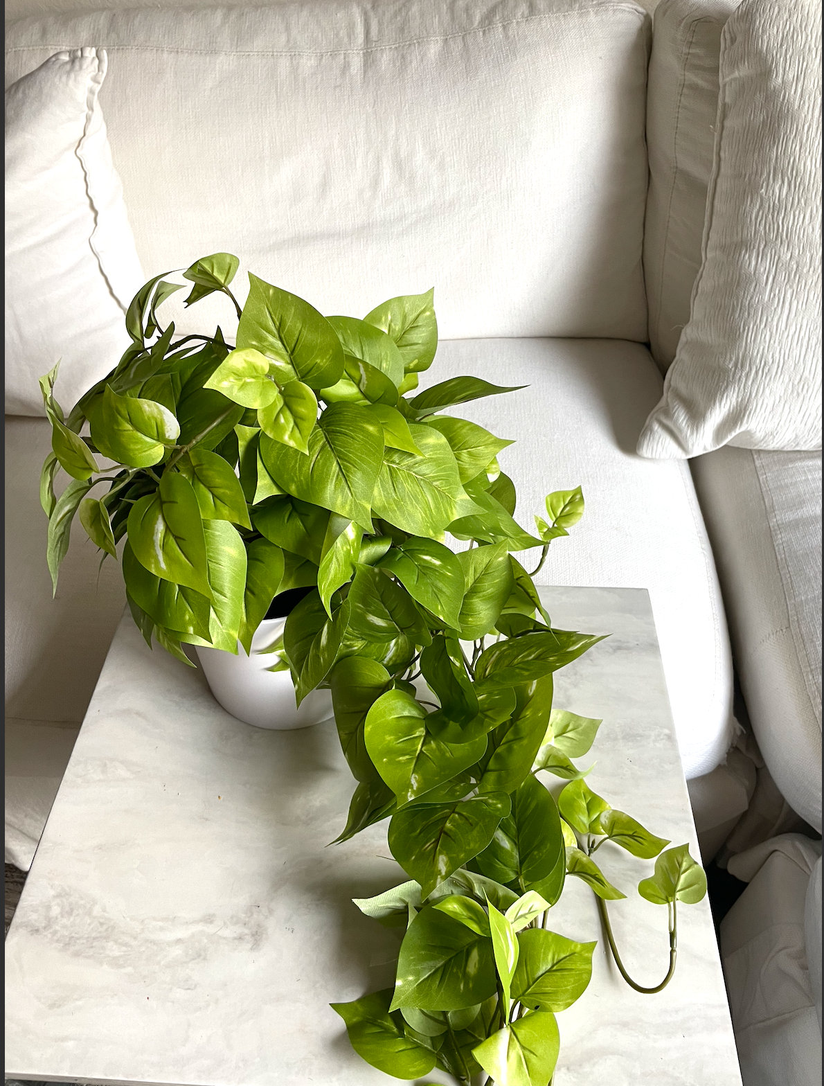 30in. Realistic Fake Pothos Plant With Removable White Pot, Silk ...