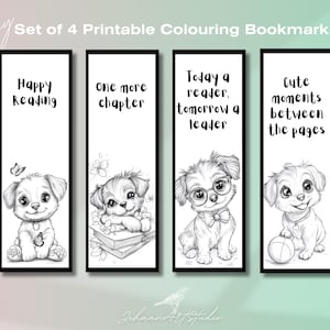 Printable Bookmark Set - Puppy Theme Coloring Collection | 2"x6" | Set ...