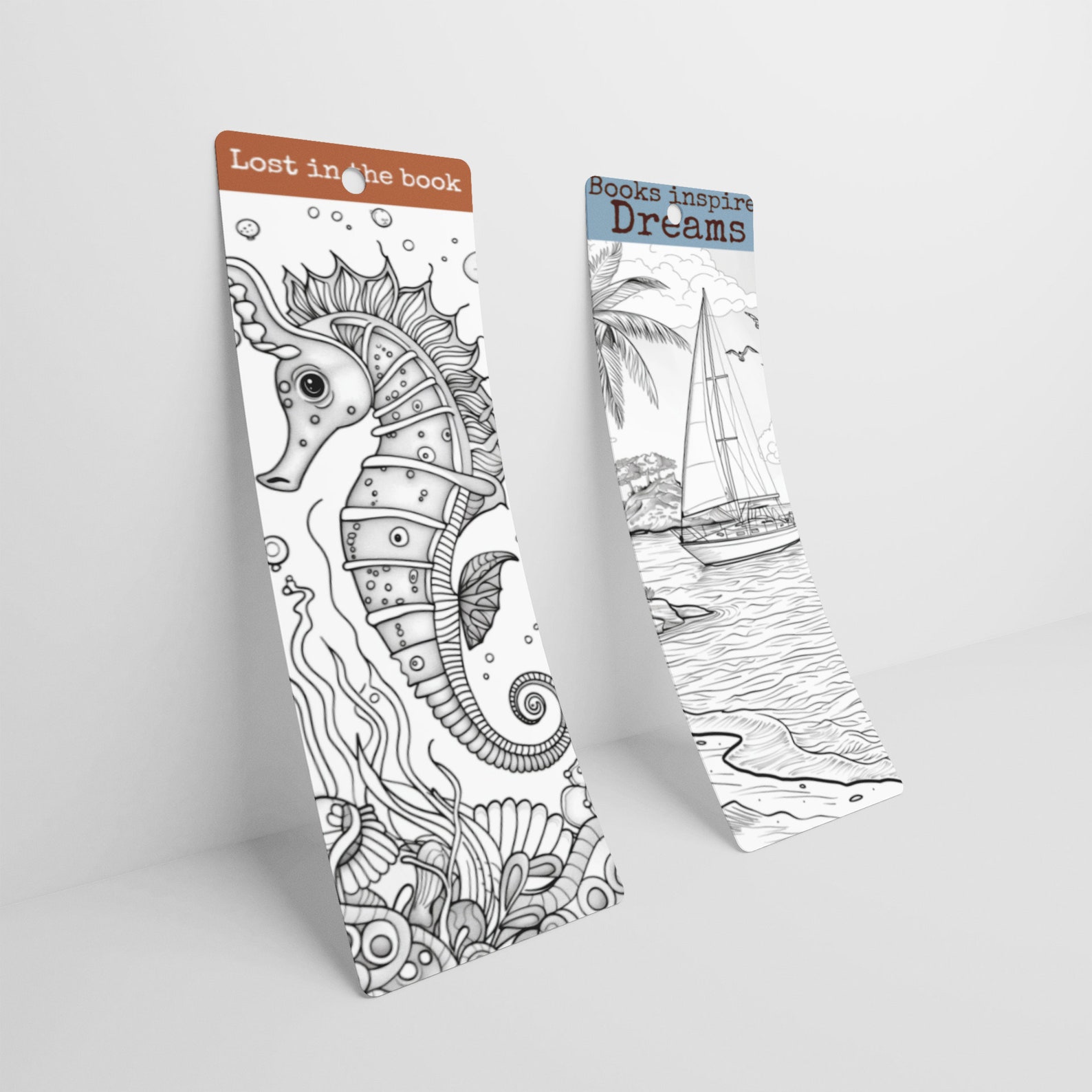 Printable Bookmark Set - Sea Theme Coloring Collection | 2"x6" | Set of ...
