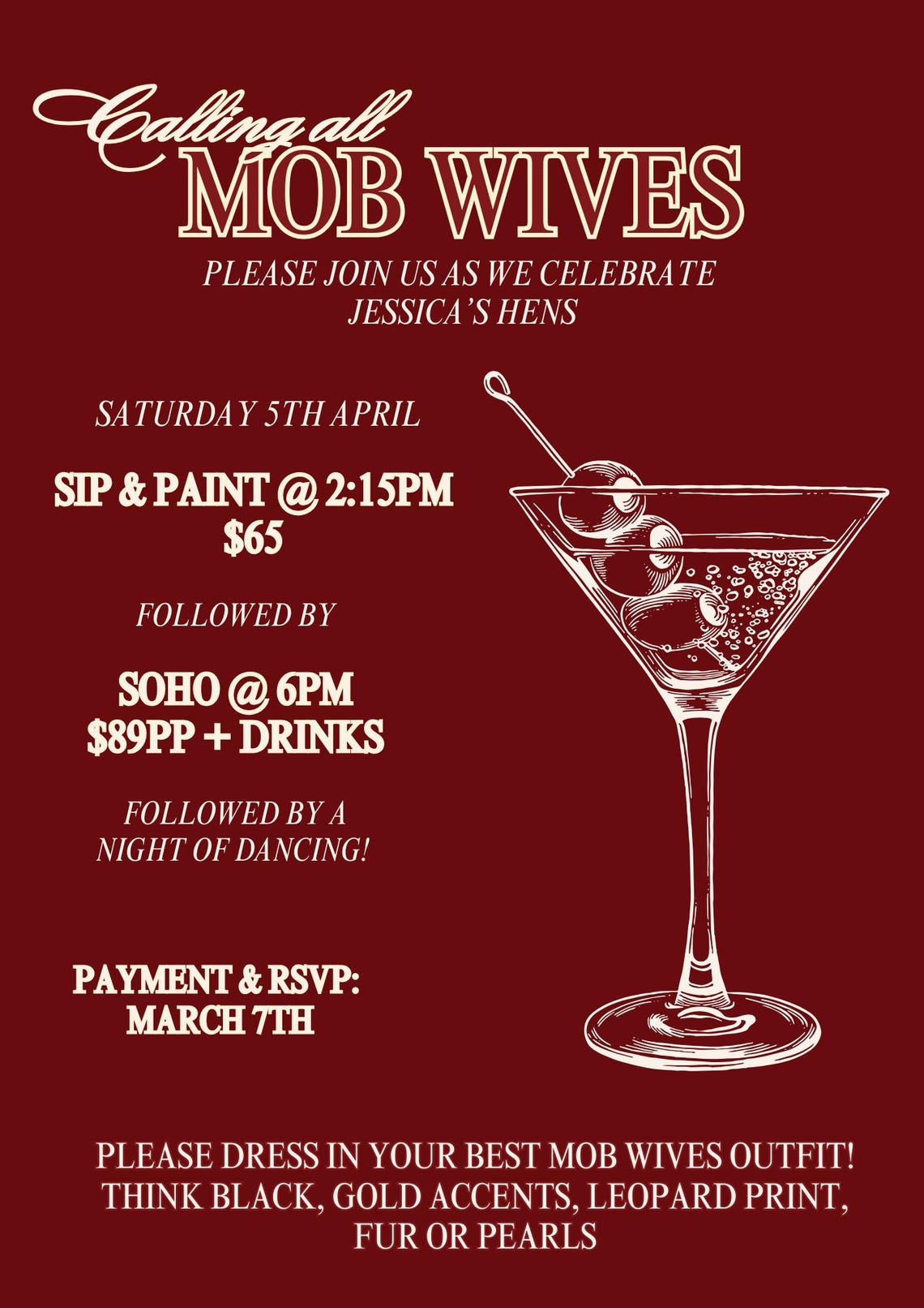 Mob Wife Hens Bachelorette Invitation - Editable Template, Digital ...