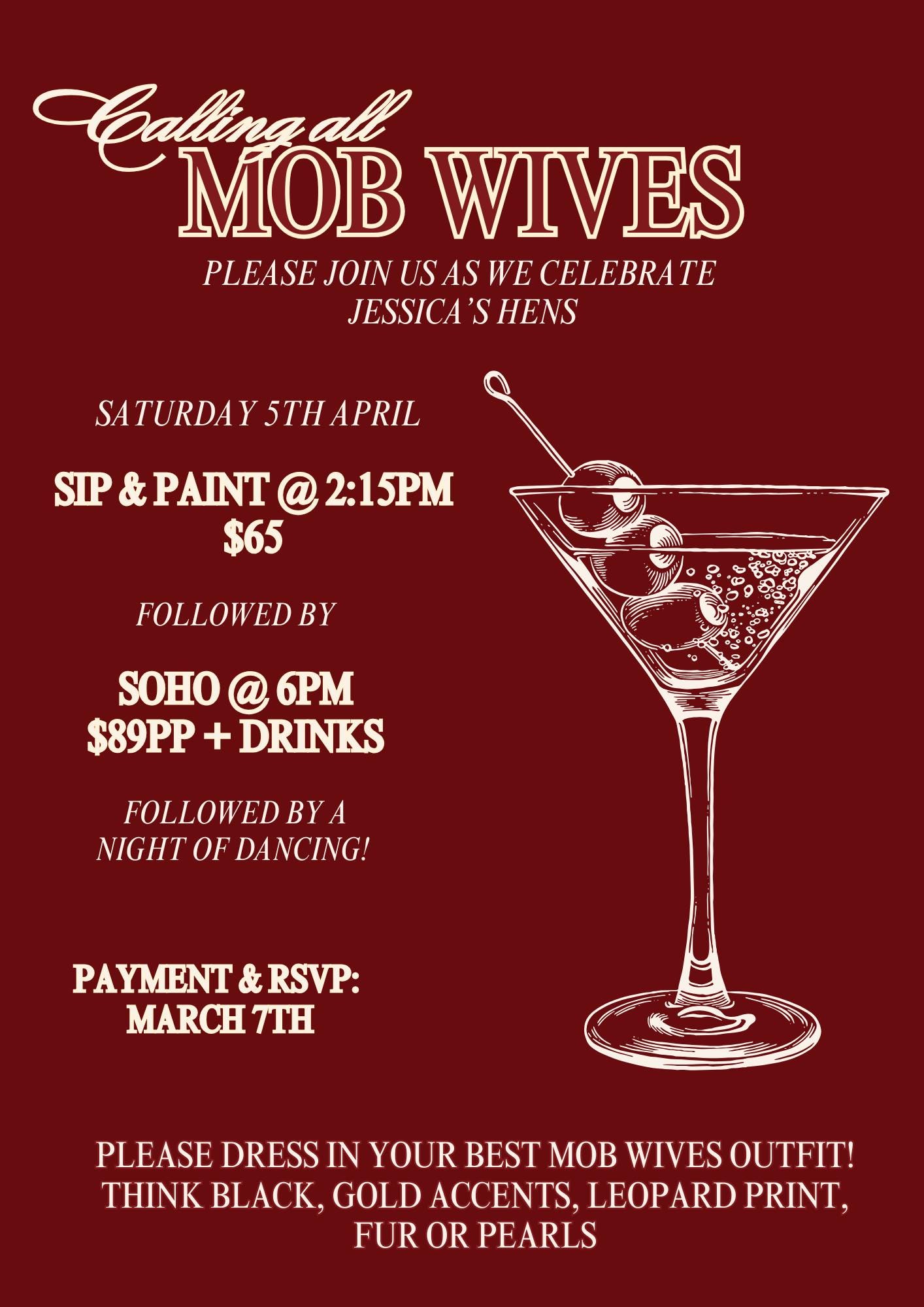 Mob Wife Hens Bachelorette Invitation - Editable Template, Digital ...