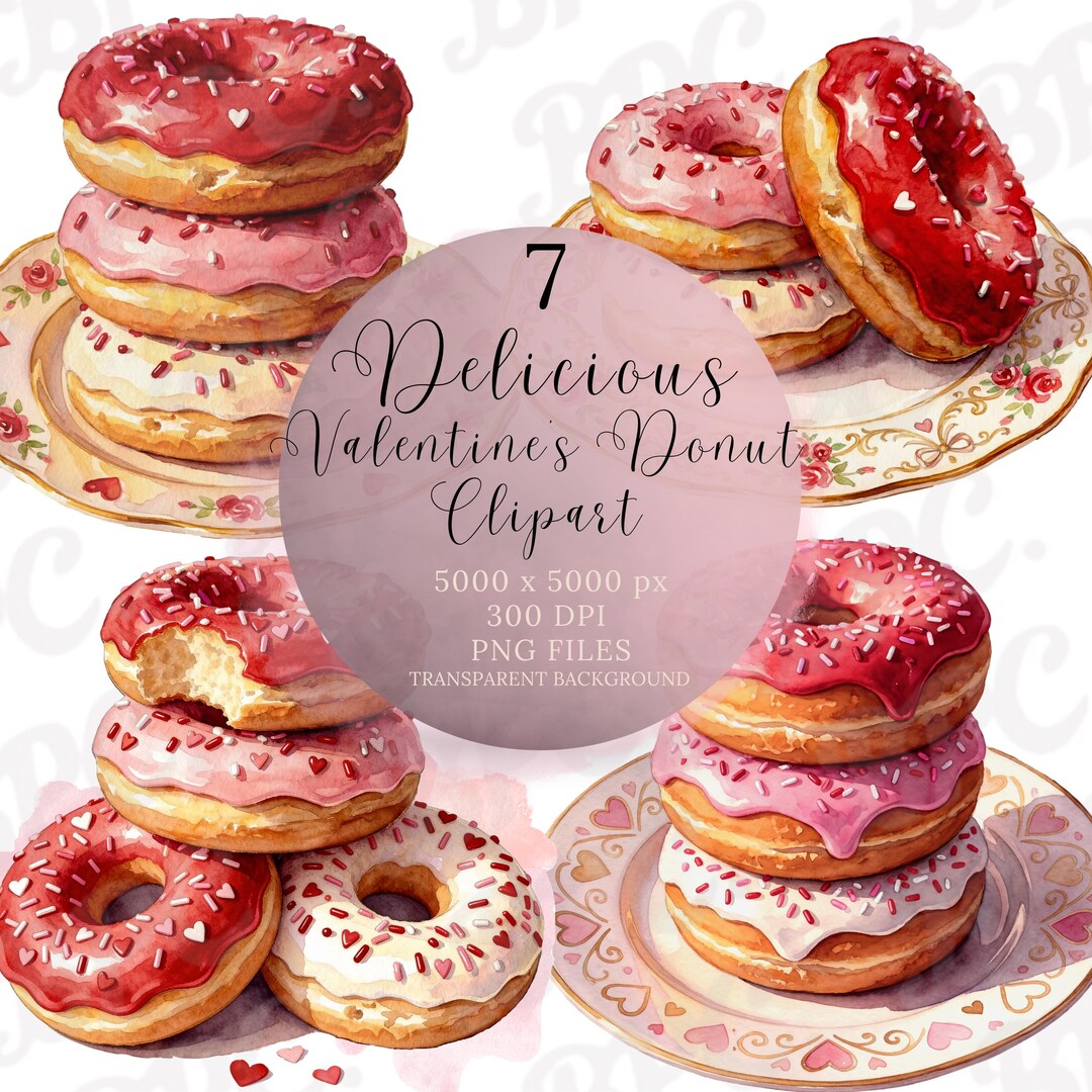 Watercolor Stacked Donut Clipart Bundle, Sweet Bakery PNG for ...