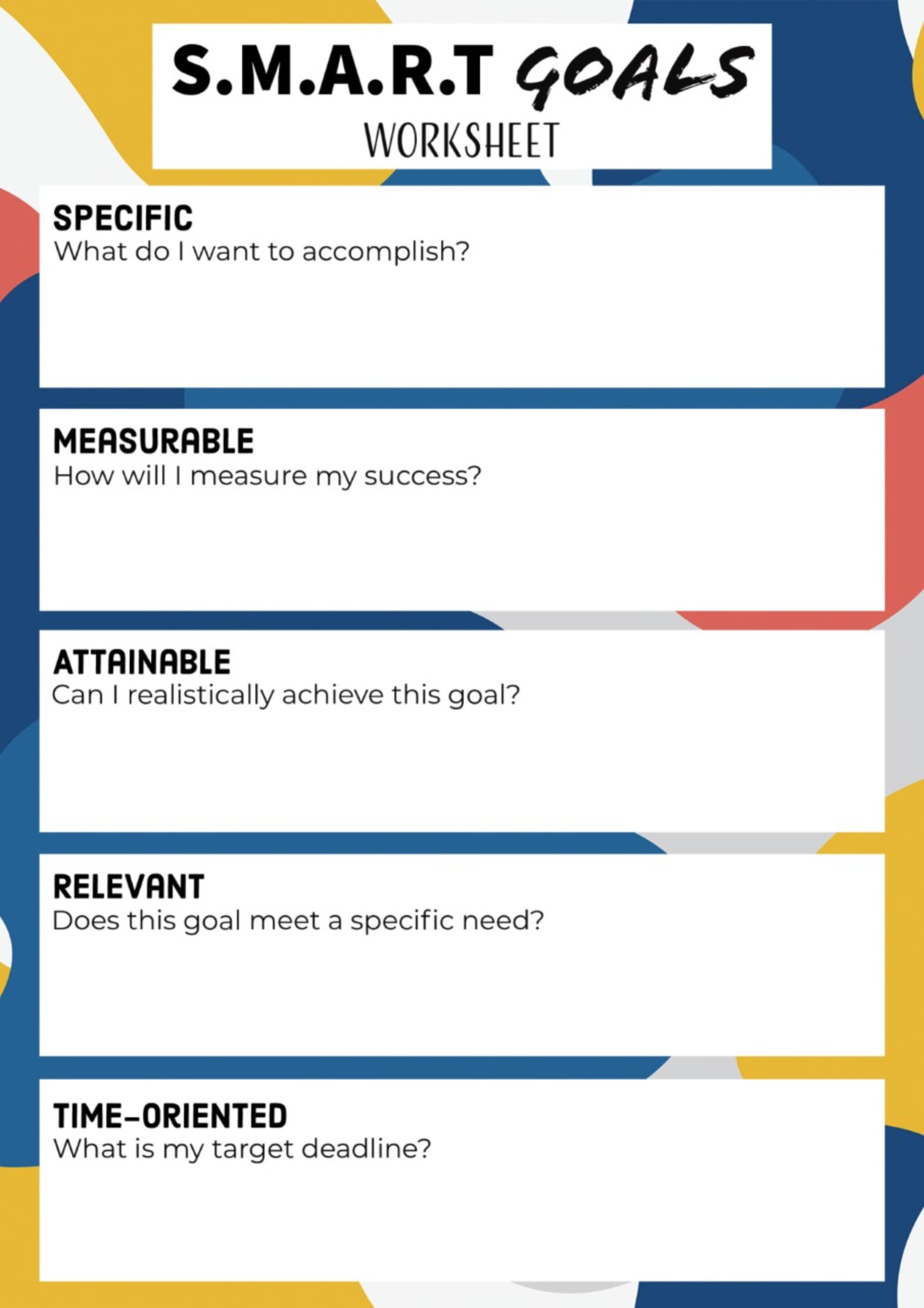 Printable Smart Goals Worksheet, Process Your Feelings | Mental Health ...