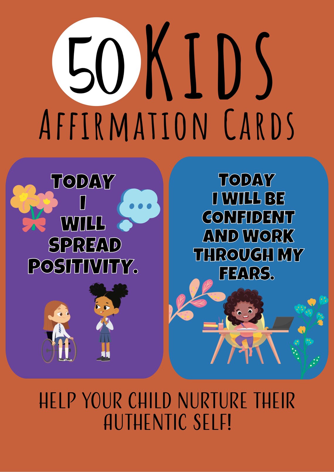50 Printable Positive Affirmation Cards for Kids | Motivational Cards ...