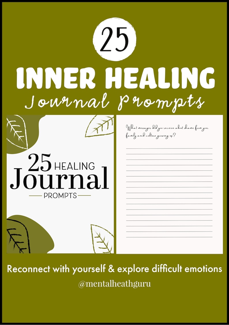 25 Healing Journal Writing Prompts, Therapy, Downloadable Journal Pages ...