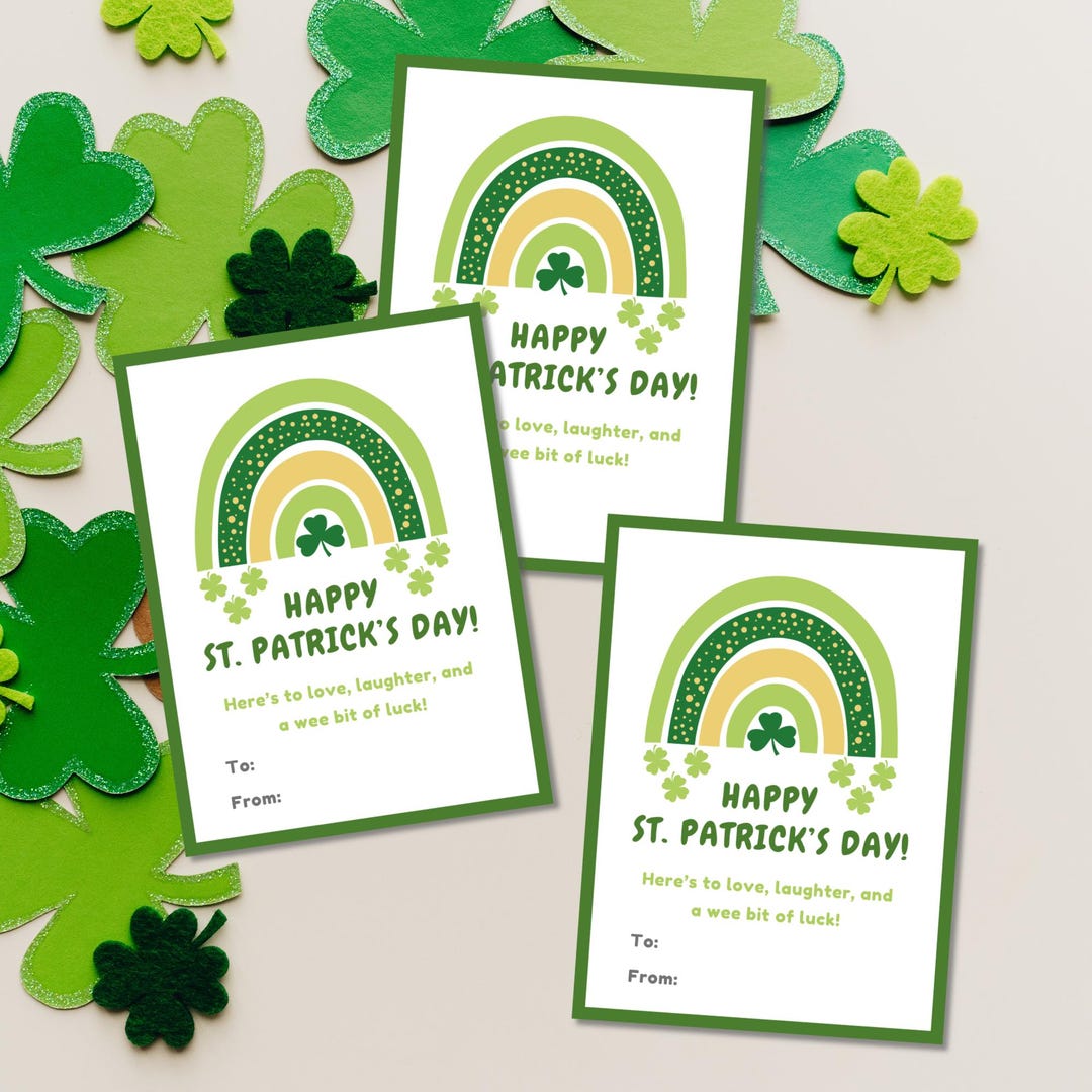 Printable St Patrick's Day Cards, Classroom St Patrick's Cards, St ...