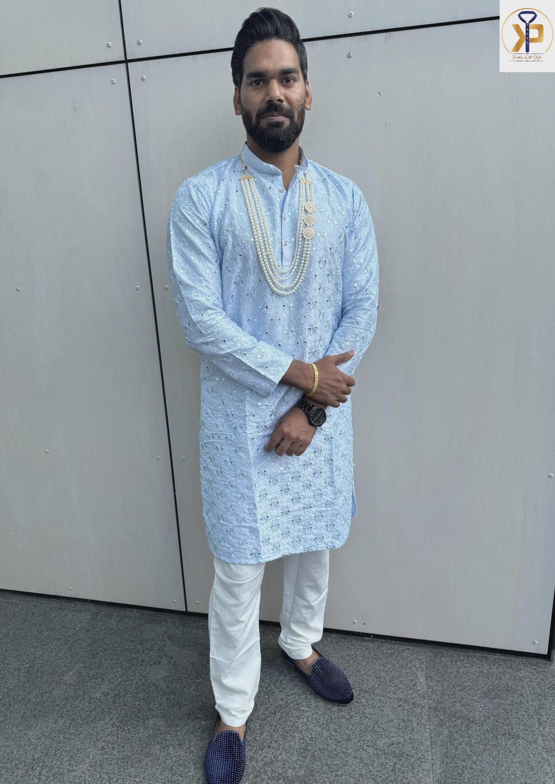 Sky Blue Designer Kurta Pyjama - Mens Ethnic Wear - Etsy
