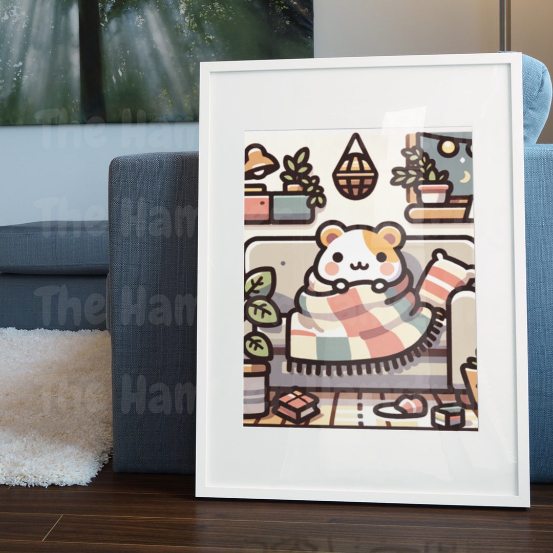 Cozy Hamster- Printable Digital Poster 5 Sizes - Immediate Download - Etsy