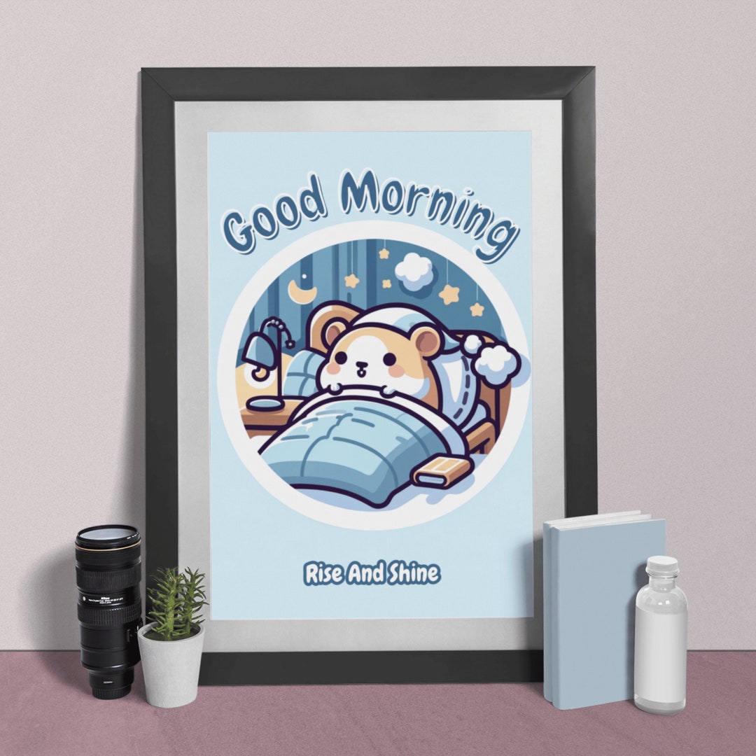 Good Morning Digital Poster, Sleepy Hamster Wall Art - Etsy