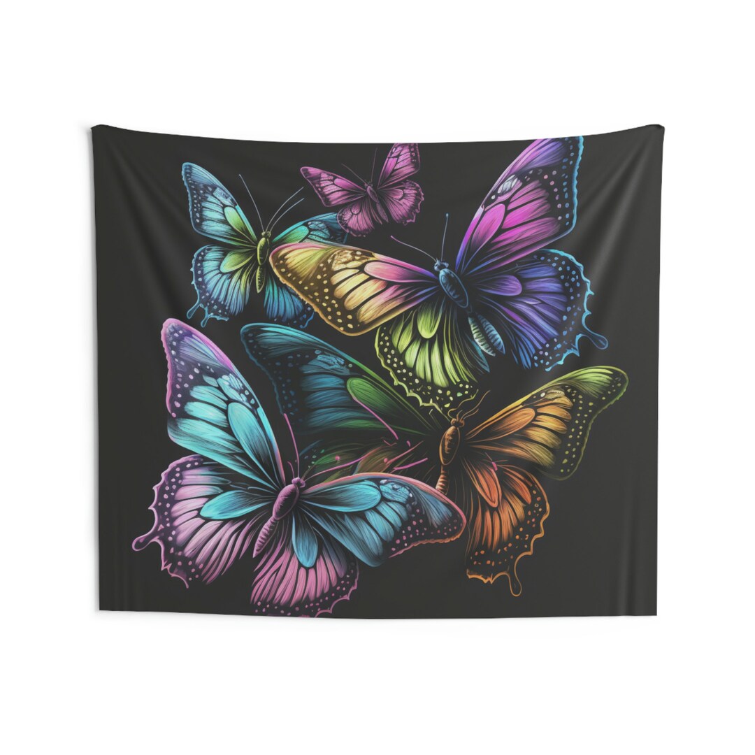 Butterfly Rainbow Colorful Indoor Wall Tapestries - Etsy