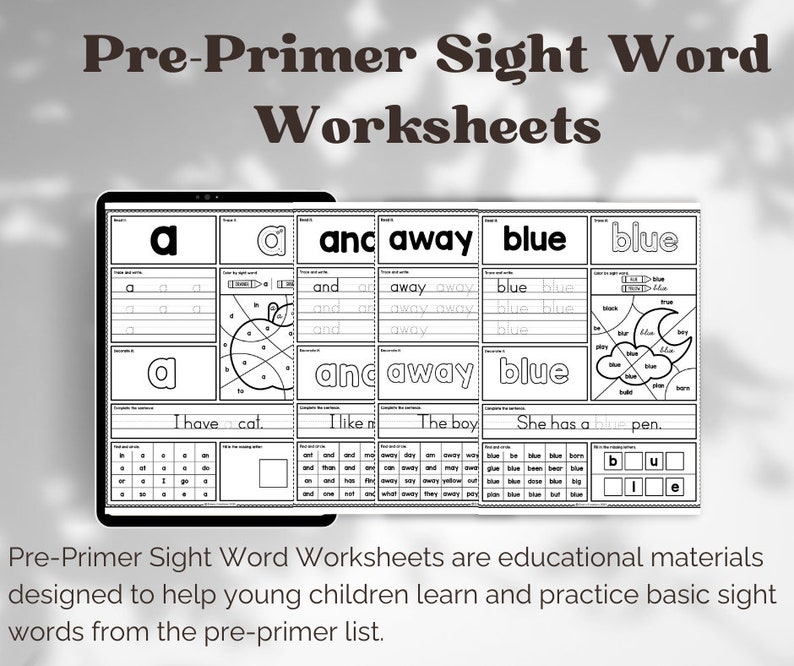 Pre-primer Sight Word Worksheet, Reading Comprehension Activities ...