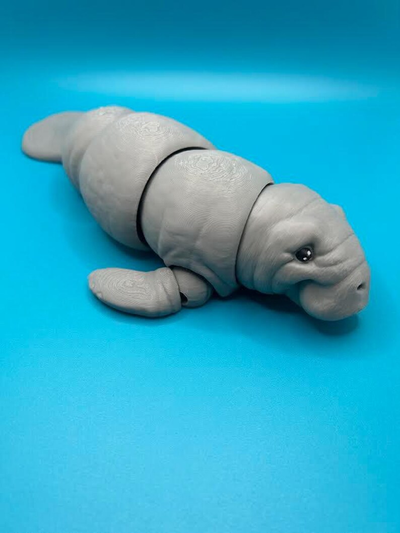 04. Articulated Manatee 3D Printed Toy, Poseable Sea Cow Figurine ...