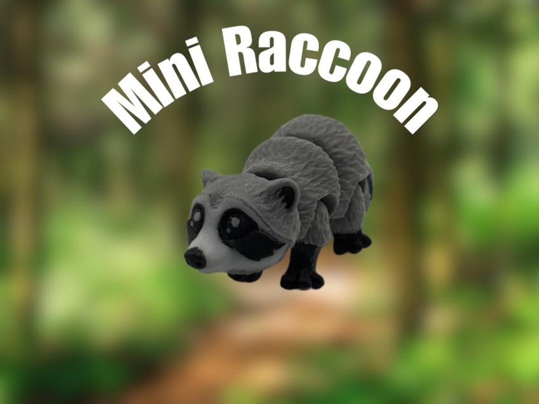 17. Mini Poseable Raccoon, 3D Printed Articulated Figure, Flexible Tail ...