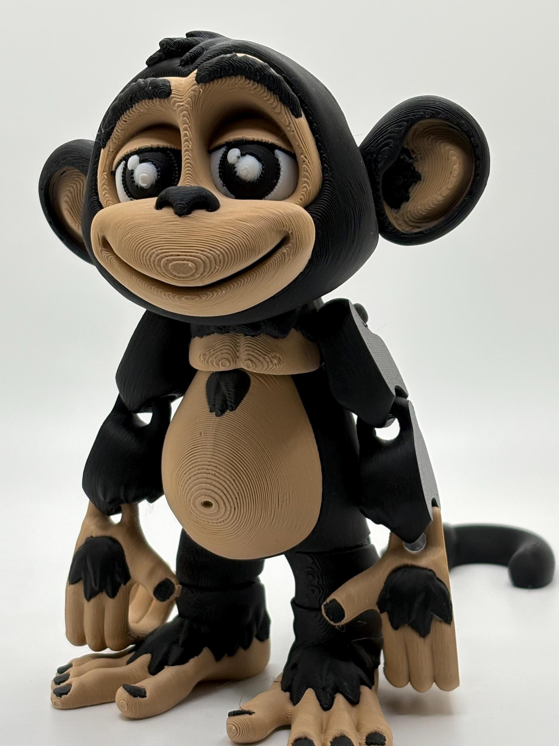 28. Poseable Monkey Figurine, 3D Printed Articulated Toy, Hook Hands ...
