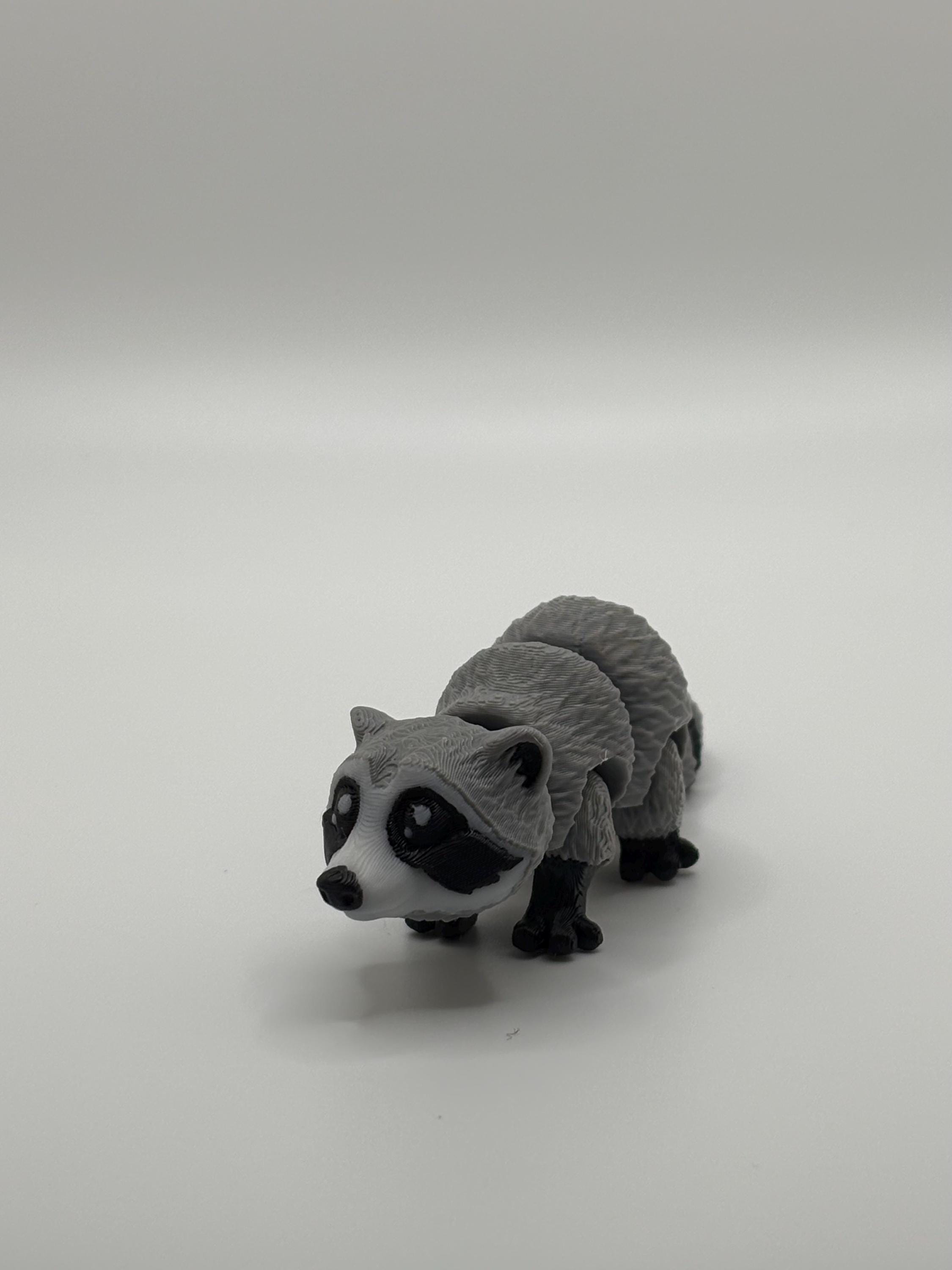 17. Mini Poseable Raccoon, 3D Printed Articulated Figure, Flexible Tail ...