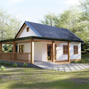 28x18 Modern Cabin With Carport Cabin Floor Plans Tiny Home Plan Rustic ...
