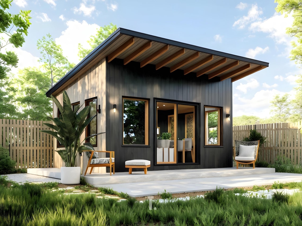 16' X 16' ADU Plans | Backyard Office Plans | Pool House Plans | Office ...