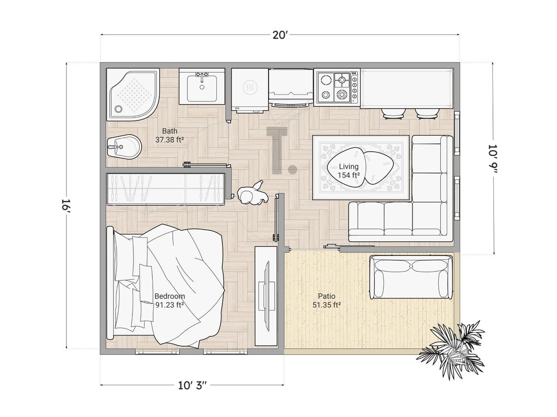 16x20 Tiny Home Plans | Tiny House Floor Plans | Tiny Home Designs ...
