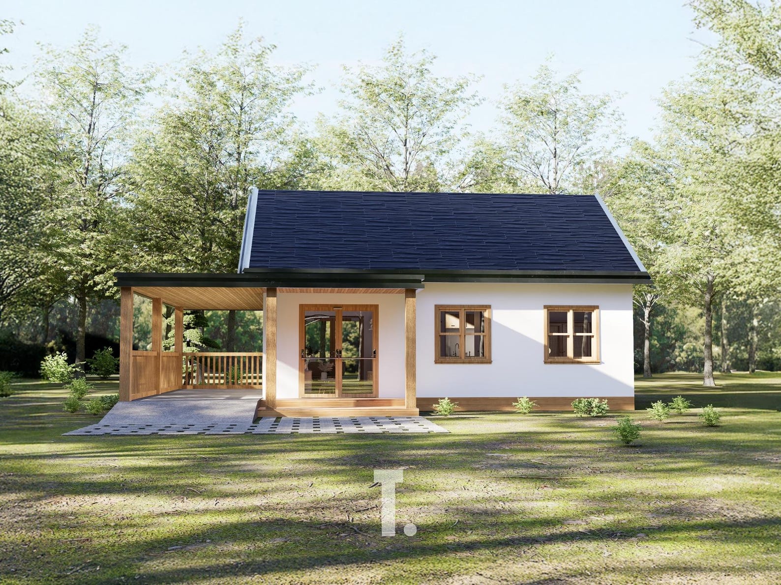 28x18 Modern Cabin With Carport | Cabin Floor Plans | Tiny Home Plan ...