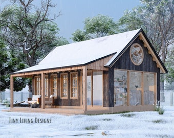 24x24 Modern Tiny Home Plans Small Tiny House Blueprints Full Set Plans ...