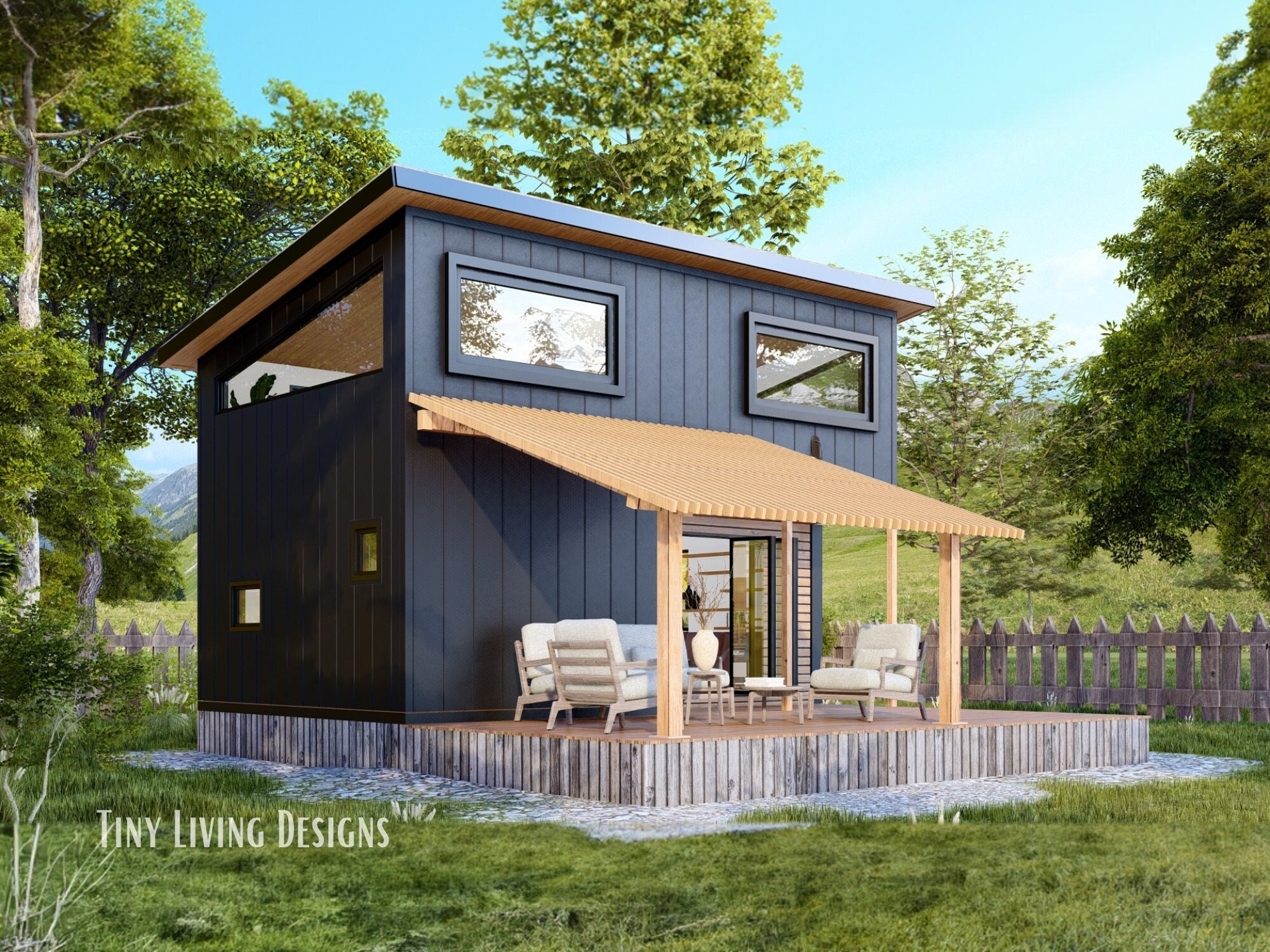 17x27 Modern Tiny Home Plans Small Tiny House Blueprints Full Set Plans ...