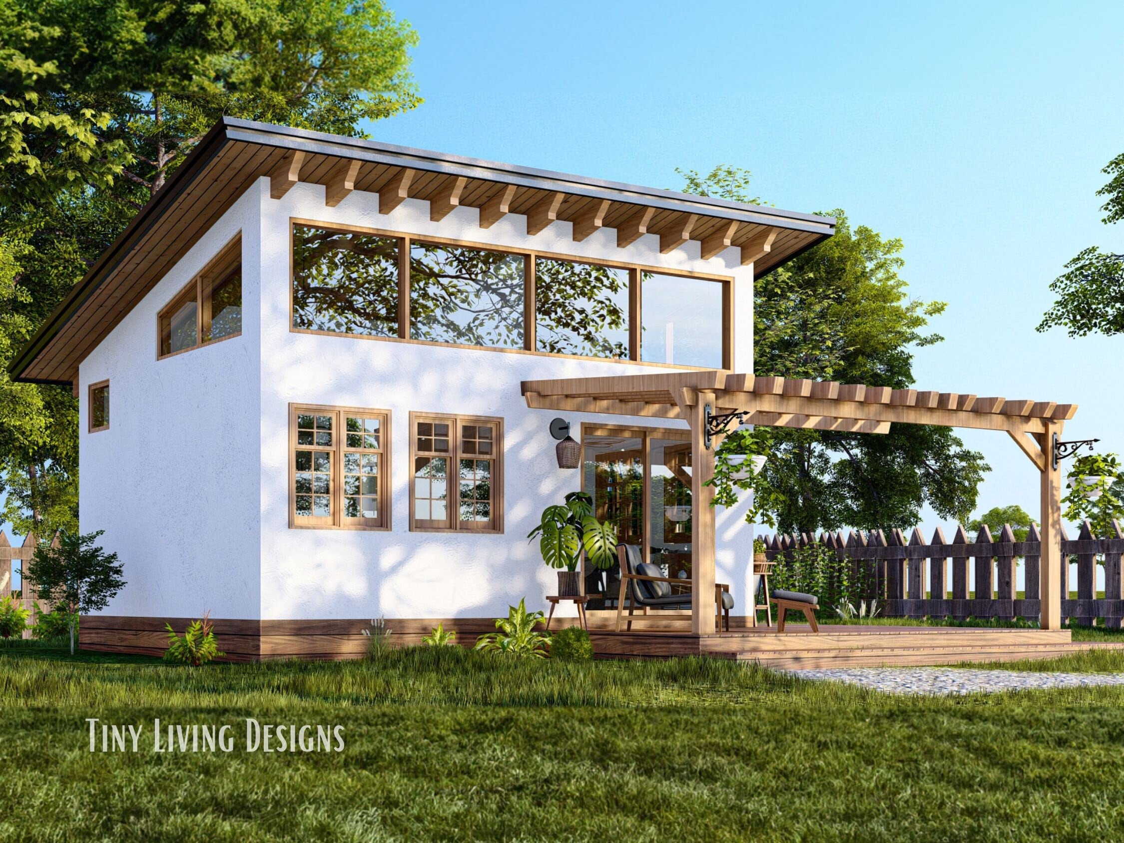 18x20 Modern Tiny Home Plans | Small Tiny House Blueprints | Full Set ...