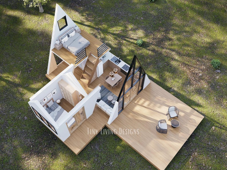 22x26 A-frame Plans | DIY Aframe Home Plan | 572SF Tiny Home Plan | Tiny Home With Loft | House ...