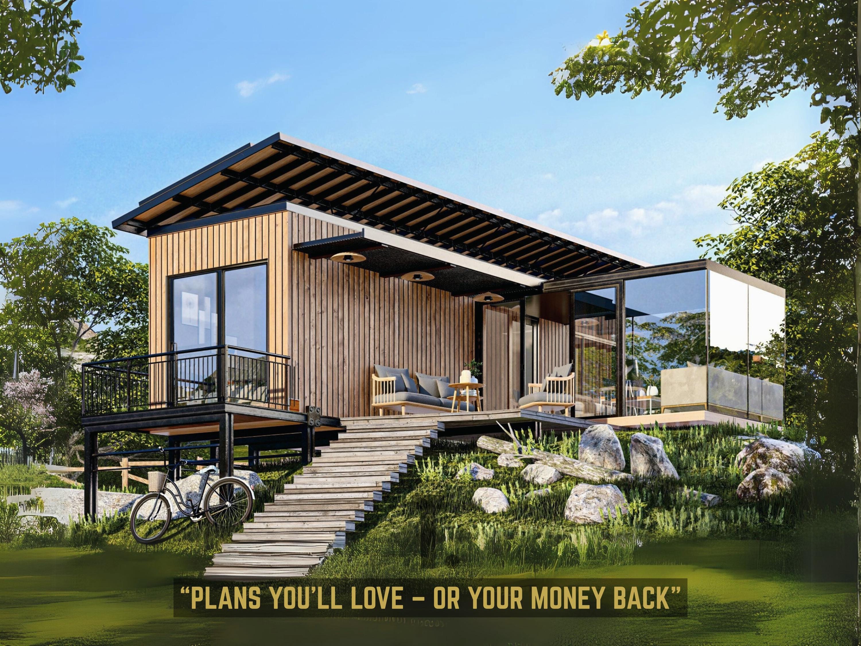 600 SF Modern Tiny Home | 2 Bed Modern House | Tiny House Floor Plans | Container Floor Plans ...