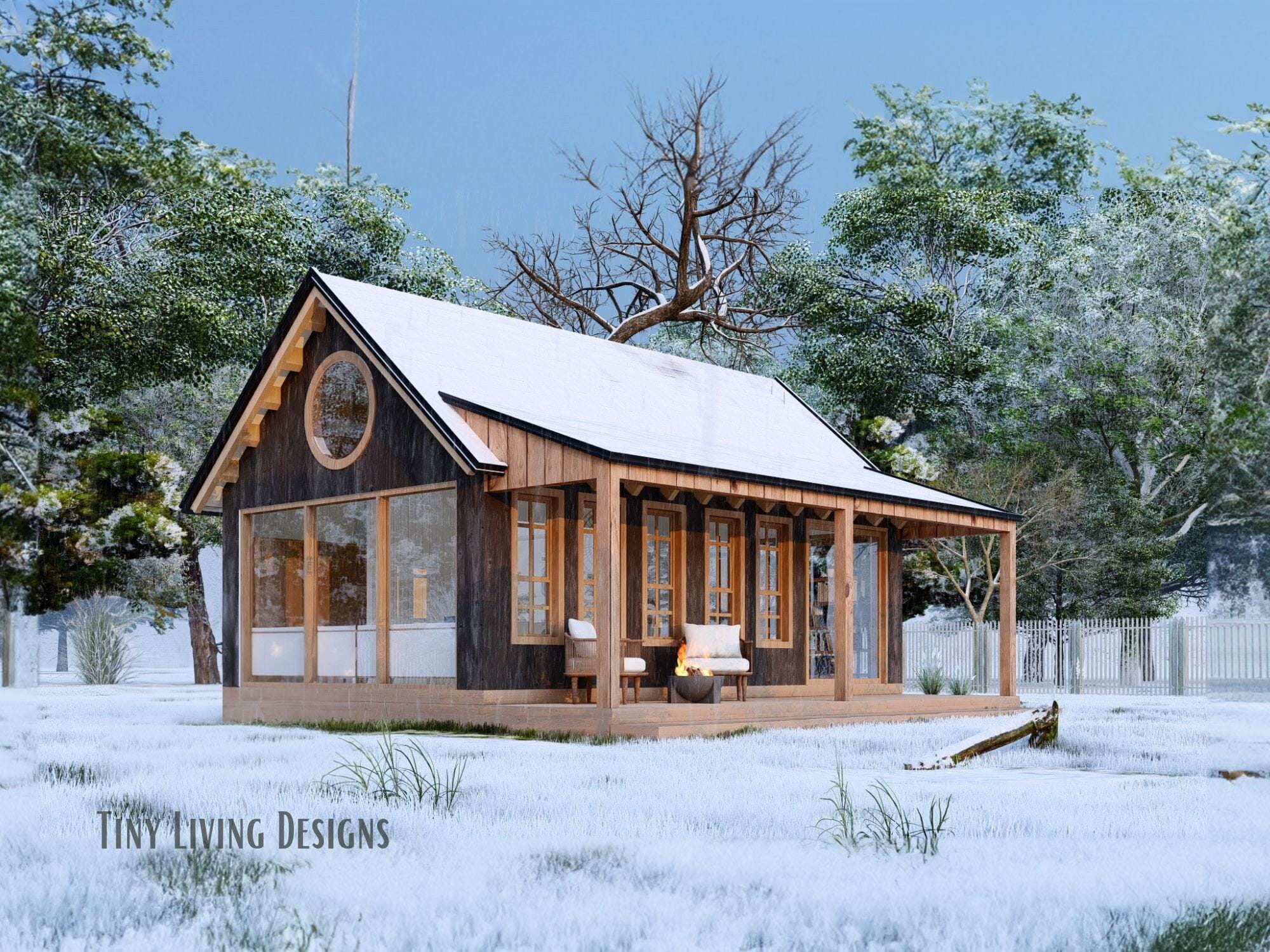 25x26 Modern Tiny Home Plans | Small Tiny House Blueprints | Full Set ...
