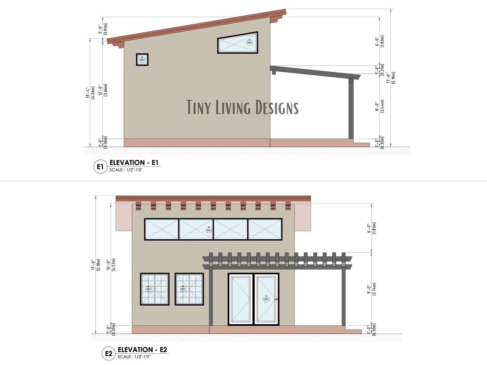 18x20 Modern Tiny Home Plans | Small Tiny House Blueprints | Full Set ...