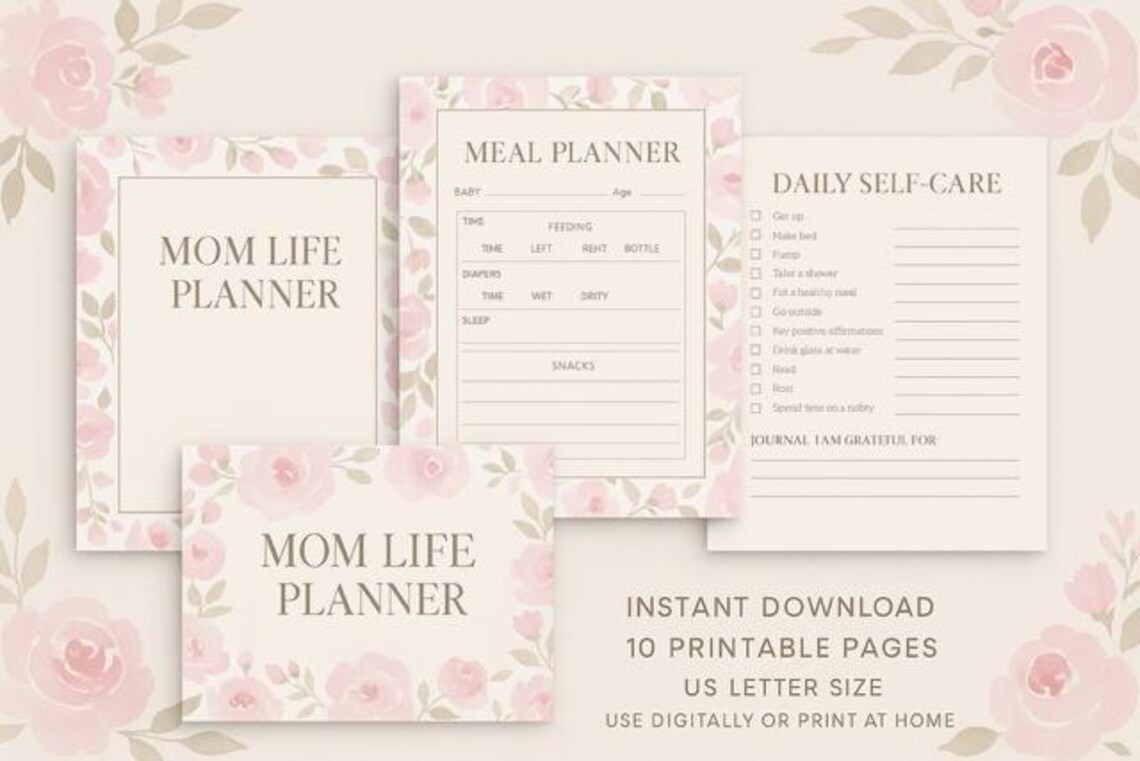 Mom Life Planner | Printable 20-page Bundle With Baby Tracker, Meal ...