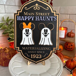 Happy Haunts Sign | Haunted Mansion Sign | Main Street Halloween Sign ...