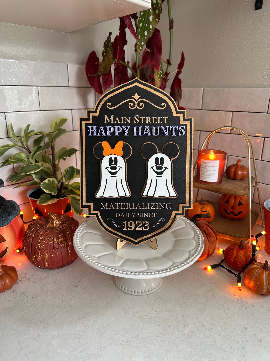 Happy Haunts Sign | Haunted Mansion Sign | Main Street Halloween Sign ...